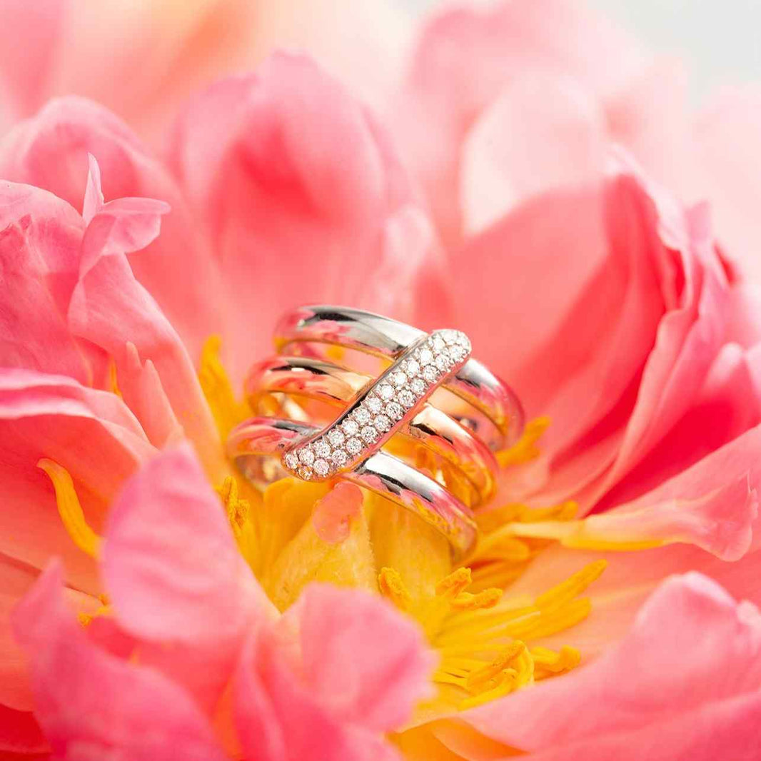 Or & Elle | Dalliance Gold Bracelet | 18K Gold Bangle with Diamonds